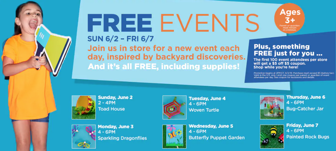 Free & Low-Cost Events for Kids at Michaels! – Hewes Family Fun