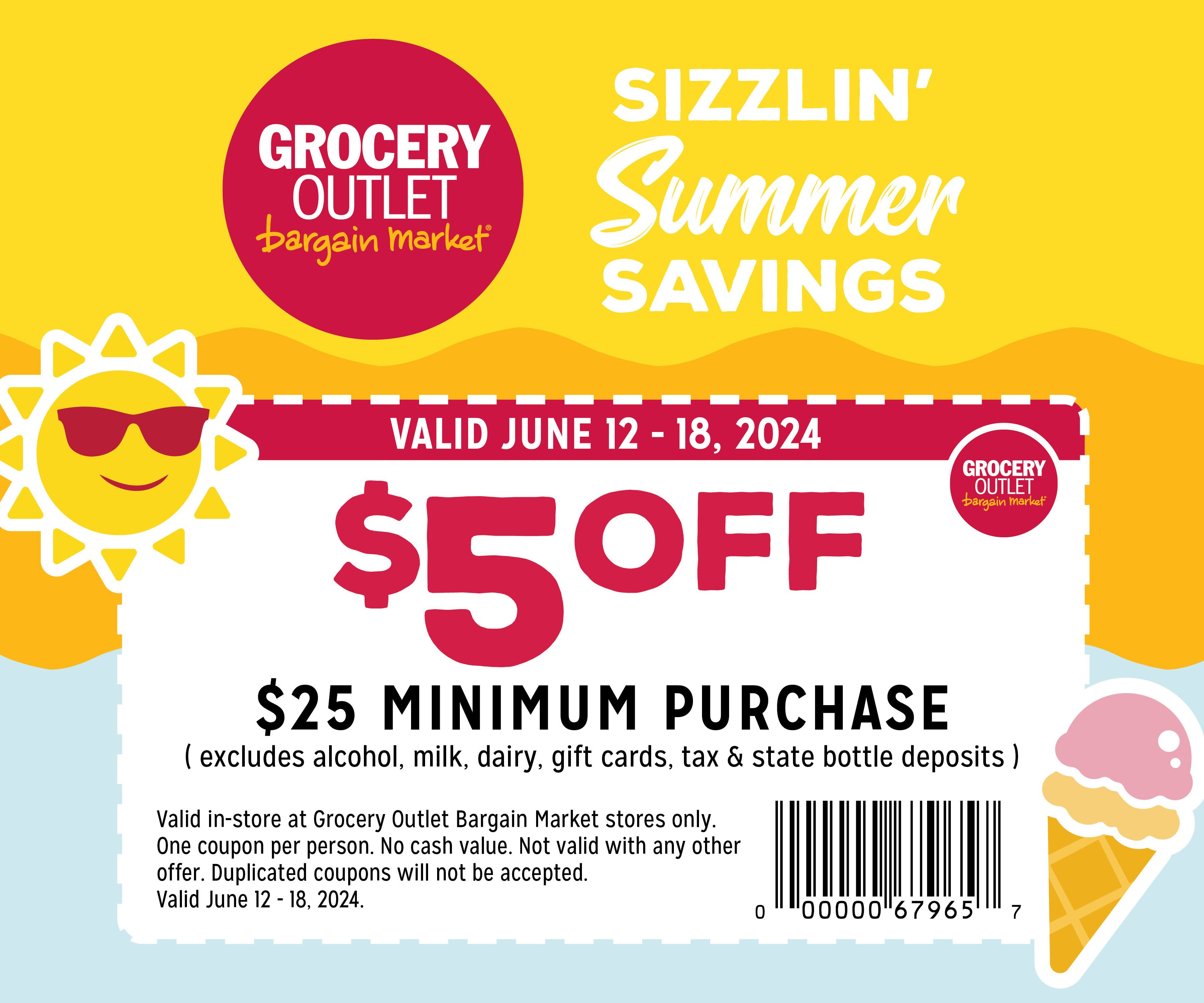 $5/$25 Coupon from Grocery Outlet – Hewes Family Fun